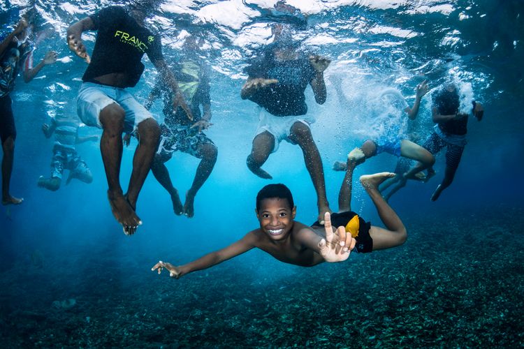 People Underwater Ocean